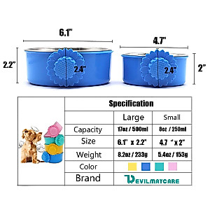 DEVILMAYCARE Pet Feeder Dog Bowl Stainless Steel Food Hanging Bowl Crates Cages Dog Parrot Bird Pet Drink Water Bowl Dish Accessory (S: 4.5''x2'', Pink)