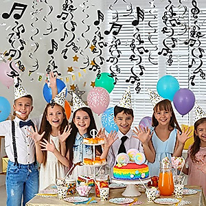 84 Pieces Music Notes Hanging Swirl Music Theme Party Decorations Music Foil Whirl Cutout Spiral Party Favors Wedding Baby Shower Birthday Party Supplies