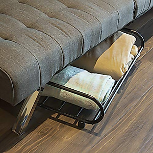 MyGift 24-Inch Rolling Stainless Steel Black Metal Under Bed Storage Cart, Space Saving Organizer Rotating Wheels