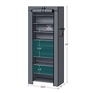 SONGMICS Shoe Rack, 9 Tier Shoe Organizer with Nonwoven Fabric Cover, Shoe Storage Shelf for 27-35 Pairs of Shoes, Entryway, Suitable for Sneakers, High Heels, Flats, and Boots, Grey URXJ10G