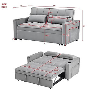 Tufted Loveseat Sofa Futon Sleeper Sofá Bed Adjustable Pullout Chaise Lounge Recliner Chair Reversible Folding Daybed Guest Bed Convertible Upholstery 2-Seat Love Seat Sofabed,600lb Capacity