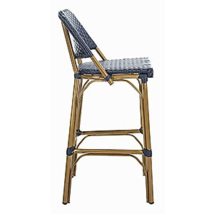 Safavieh Home Collection Deltana Navy Rattan Indoor/Outdoor Bar Stool,