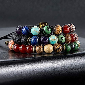 Bivei Chakra Beaded Bracelets for Women - 8mm Bead 7 Chakra Crystal Healing Bracelet with Real Stones Anxiety Meditation Yoga Gemstone Jewelry
