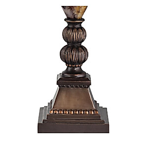 KDIOR Alabaster Traditional Table Lamp 27" Tall Aged Bronze Marble White Alabaster Glass Dome Shade for Bedroom Living Room Bedside