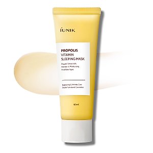 IUNIK Propolis Vitamin Glow Sleeping Mask Night Moisturizer Cream 2.03 Fl Oz Overnight Moisturizing cream Tea Tree Centella Asiatica Extracts Anti-Sagging Even Tone Rehydrate Firm Maturing Skin VEGAN