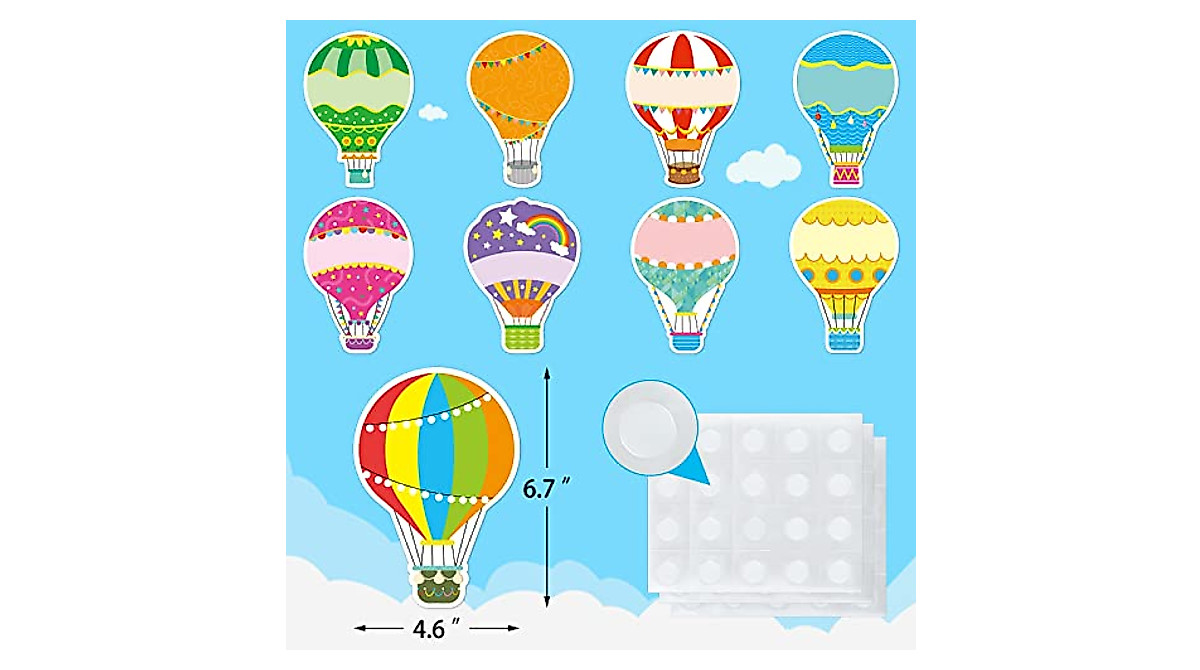 Colorful Hot Air Balloons Cutouts for Classroom Decor