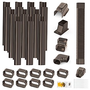 Flamorrow 3" 16Ft Brown AC Line Set Cover Kit, Decorative PVC Tubing Cover Kit for Ductless Mini Split Air Conditioner, Central AC and Heat Pump System