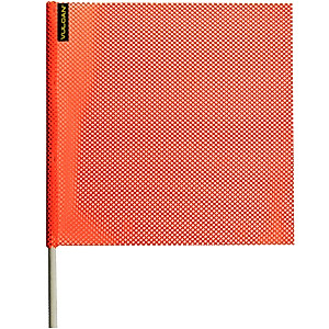 VULCAN Safety Flag with Dowel - Bright Orange - Jersey Mesh Construction - 18 Inch x 18 Inch - 4 Pack