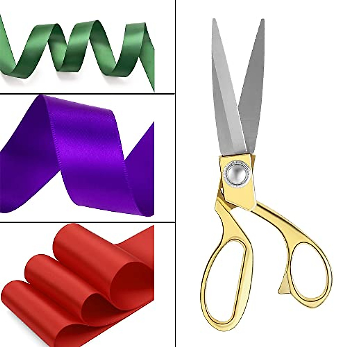 Aemoe 10.5 In Ribbon Cutting Scissors Heavy Duty Metal Large for Ceremony Professional Special Events, Inaugurations & Ceremonies Gold, SC0008-GOLD