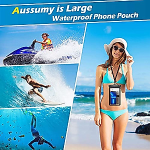 Large Waterproof Cell Phone Pouch : 3 Pack Underwater Clear Cellphone Holder Protector - Universal Water Proof Dry Bag Case with Neck Lanyard for iPhone Samsung Galaxy for Beach Swimming Pool