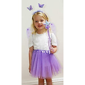 Fun Play Fairy Dressing up Costume for Girls – Butterfly Fairy Wings, Tutu, Magic Wand,Headband Costume Set for 3-8 Years
