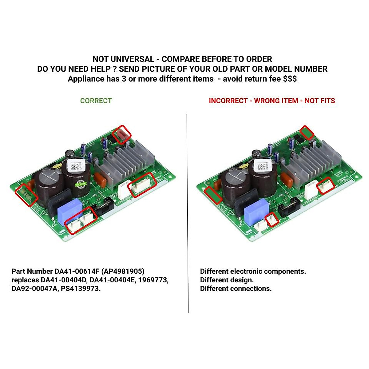 GSPUSA DA41-00404D DA41-00404E 1969773 CKD969773X compatible with Samsung Refrigerator Power Control Board fits old # DA41-00404D DA41-00404E 1969773