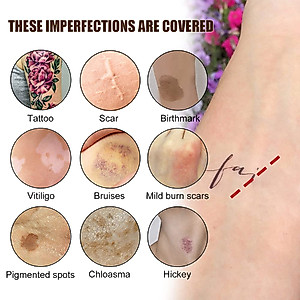 Tattoo Cover Up Makeup Waterproof,Tattoo Concealer For Dark Spots, Scars,Birthmarks Vitiligo,Scar Cover Up Makeup Waterproof,Tattoo Cover-Up Makeup,Body Makeup Cover for Men and Women (2x30ml)