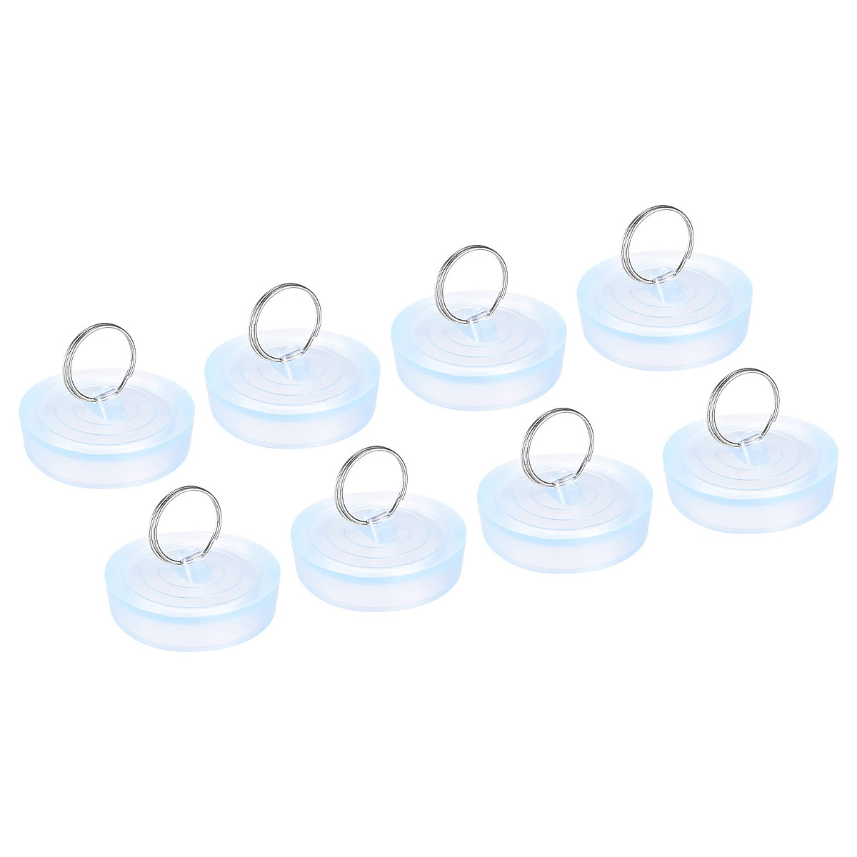 uxcell Rubber Sink Plug, 8pcs Clear Drain Stopper Fit 2" to 2-1/16" Drain with Hanging Ring for Bathtub Kitchen and Bathroom