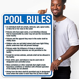 Sigo Signs, West Virginia Pool Rules Sign, Complies with State of West Virginia Pool Safety Code, 24x30 Inches, 55 mil Thick HDPS (high Density polystyrene), Made in USA