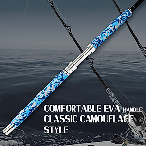 Fiblink Fishing Trolling Rod 1 Piece Saltwater Offshore Heavy Roller Rod Big Name Conventional Boat Camo Fishing Pole (6'6",30-50lb/50-80lb/80-120lb) (Straight Butt, 6'6" 80-120lbs)