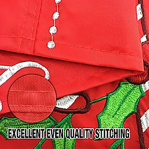 LAYOER Home Garden Flag 12 x 18 Inch Decorative Applique Embroidered Merry Christmas Candy Cane