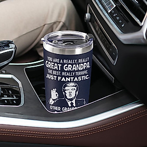 AREOK Gifts for Grandpa Gift, Best Grandpa Ever Gifts - Great Grandpa Christmas Birthday Gifts from Grandchildren Grandson Granddaughter, Grandfather Gift, 20 OZ Grandpa Tumbler Cup, Navy