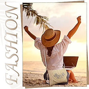 Bride Straw Shoulder Bag Woven Envelope Wallet Pearl Rhinestone Wedding Vacation Purse Honeymoon Bridal Shower Gift for Bride (Bride White Style)