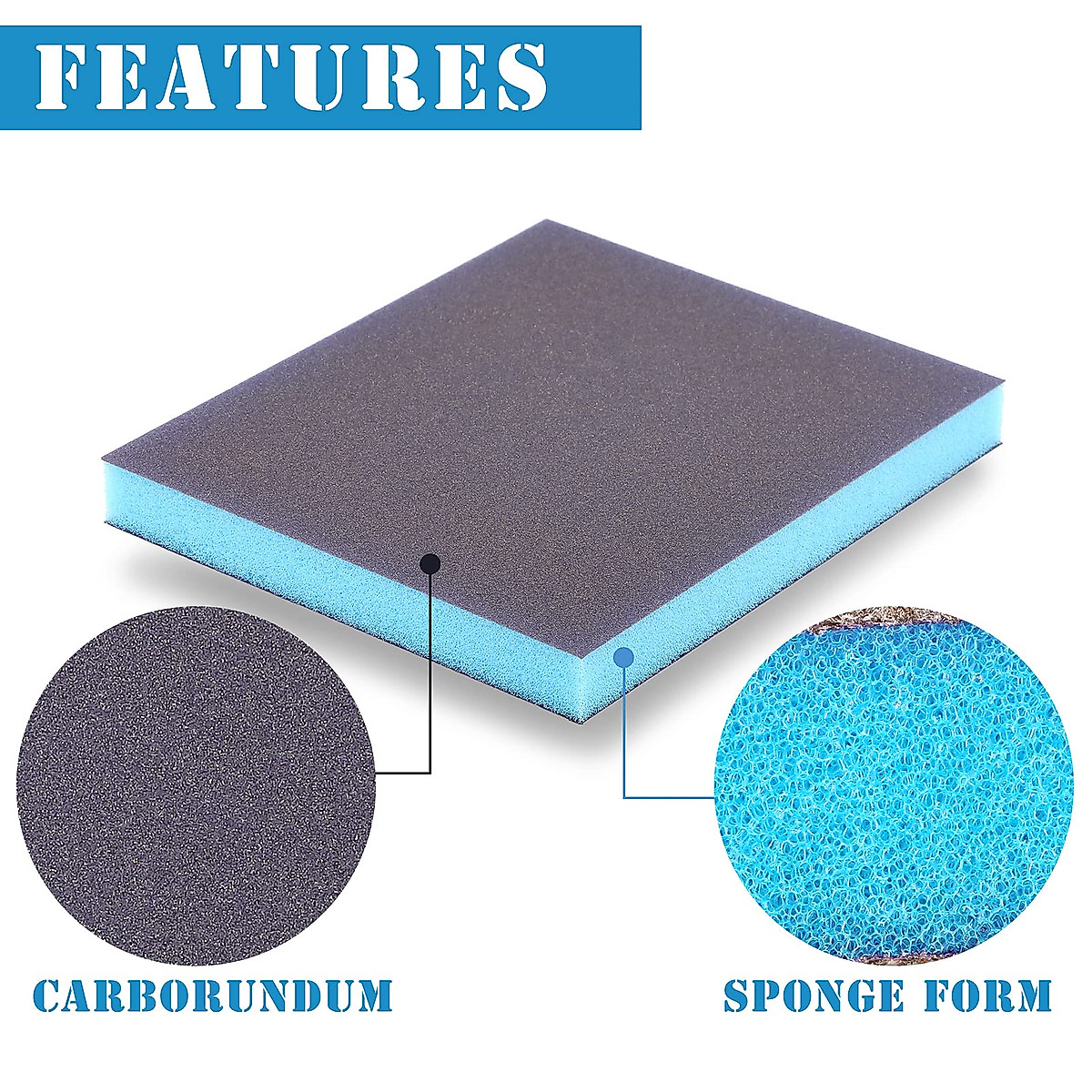 8Pcs 220 Grit Sanding Sponge, Jamiikury Sanding Blocks Washable and Reusable, Wet Dry Sandpaper Sponge for Wood Metal FurniturePaint and Drywall