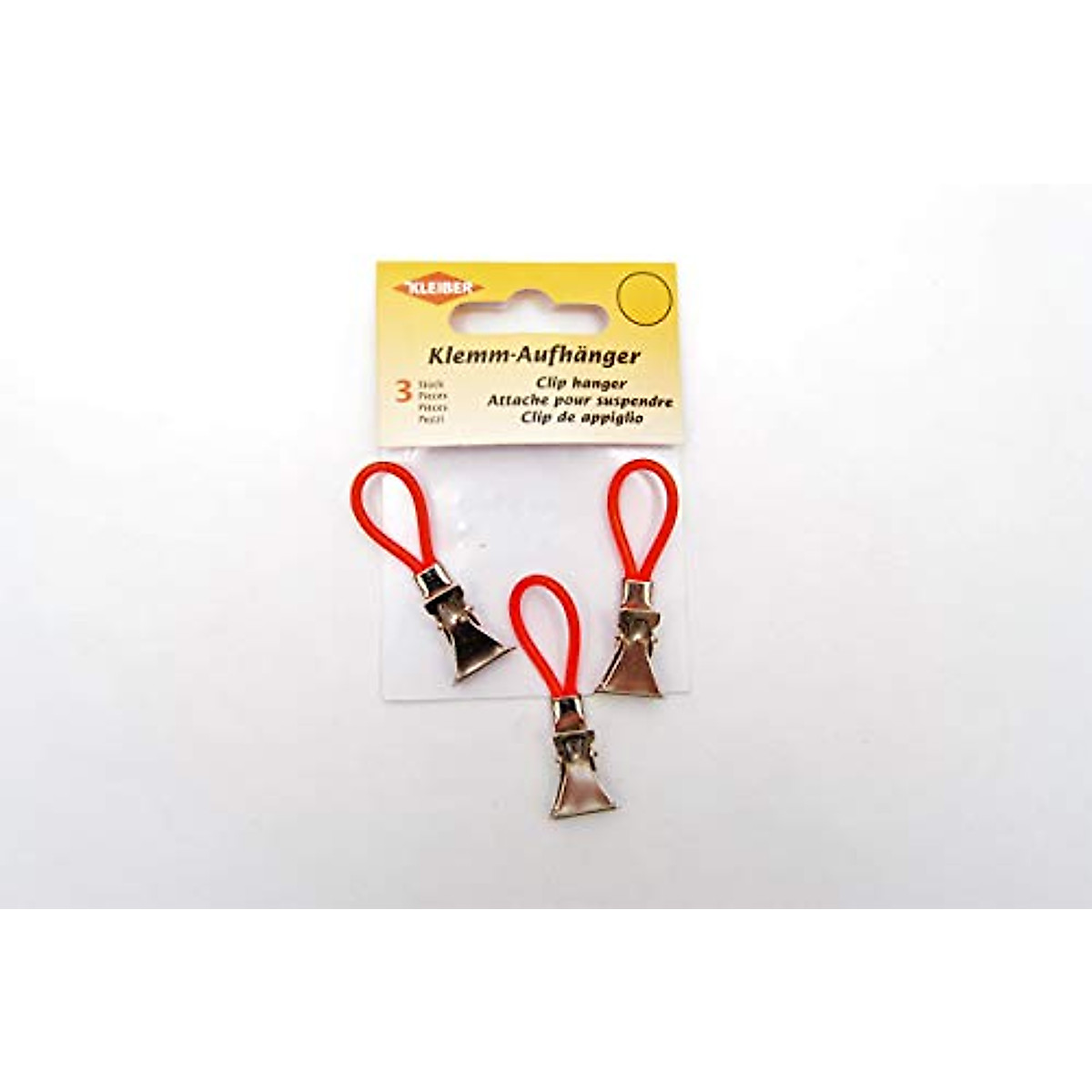 Kleiber 5 x 2 x 1 cm Towel Clip Hanger, Pack of 3, Red
