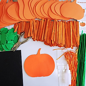 Winlyn 24 Sets Pumpkin Crafts Kits Halloween Crafts Fall Kids Crafts DIY Pumpkin Ornaments Decorations Art Sets Craft Sticks Pumpkin Foam Stickers Arts and Crafts for Kids School Classroom Activity