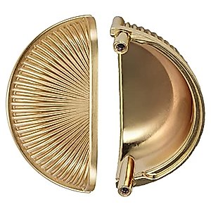 YHBZ Modern Door Handle,Gold Shell Handles,76mm/3in Metal Kitchen Cupboard Cabinet Knobs,Zinc Alloy Drawer Pulls,2Pcs Double Hole with Screws,Holedistance76mm