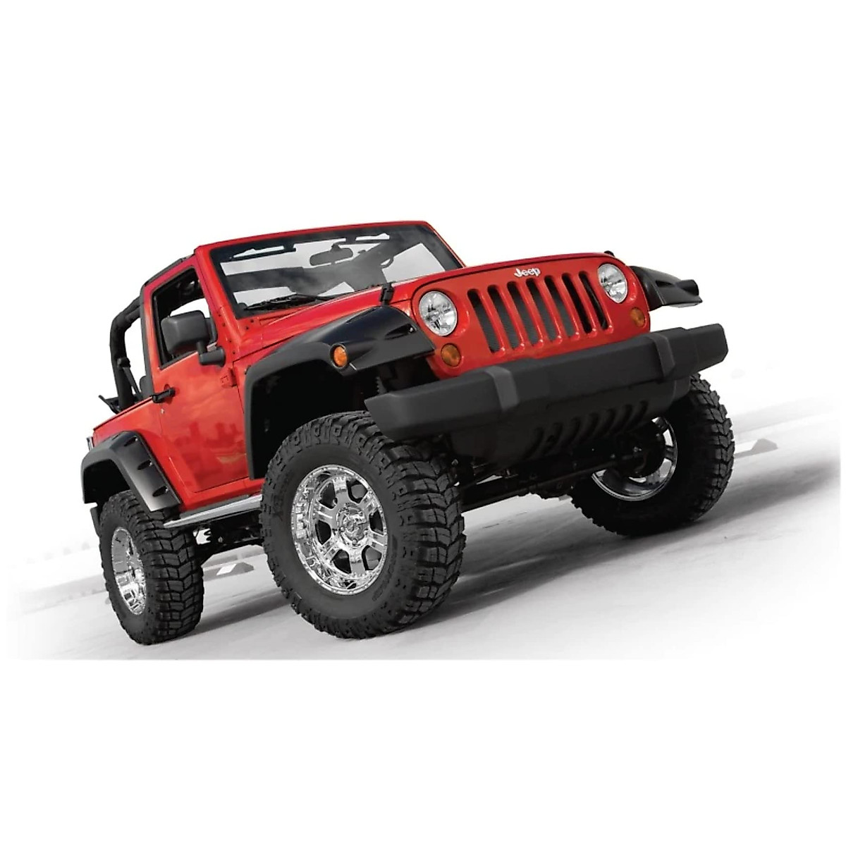 Bushwacker Max Coverage Pocket/Rivet Style Front Fender Flares | 2-Piece Set, Black, Textured Finish | 10045-02 | Fits 2007-2018 Jeep Wrangler JK Unlimited