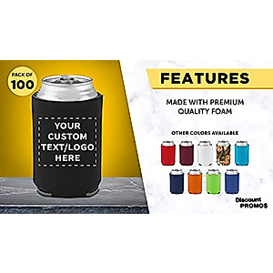 Can Coolers - 100 pack - Customizable Text, Logo - 4mm Collapsible Beer Holders To Keep Your Beer Cold - Insulated Cans Holder - Black