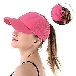 Cross Hat Womens Baseball Cap -Cross Ponytail Hat Baseball Cap Red