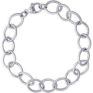 8" Sterling Silver Single Link Open Curb Classic Charm Bracelet by Rembrandt
