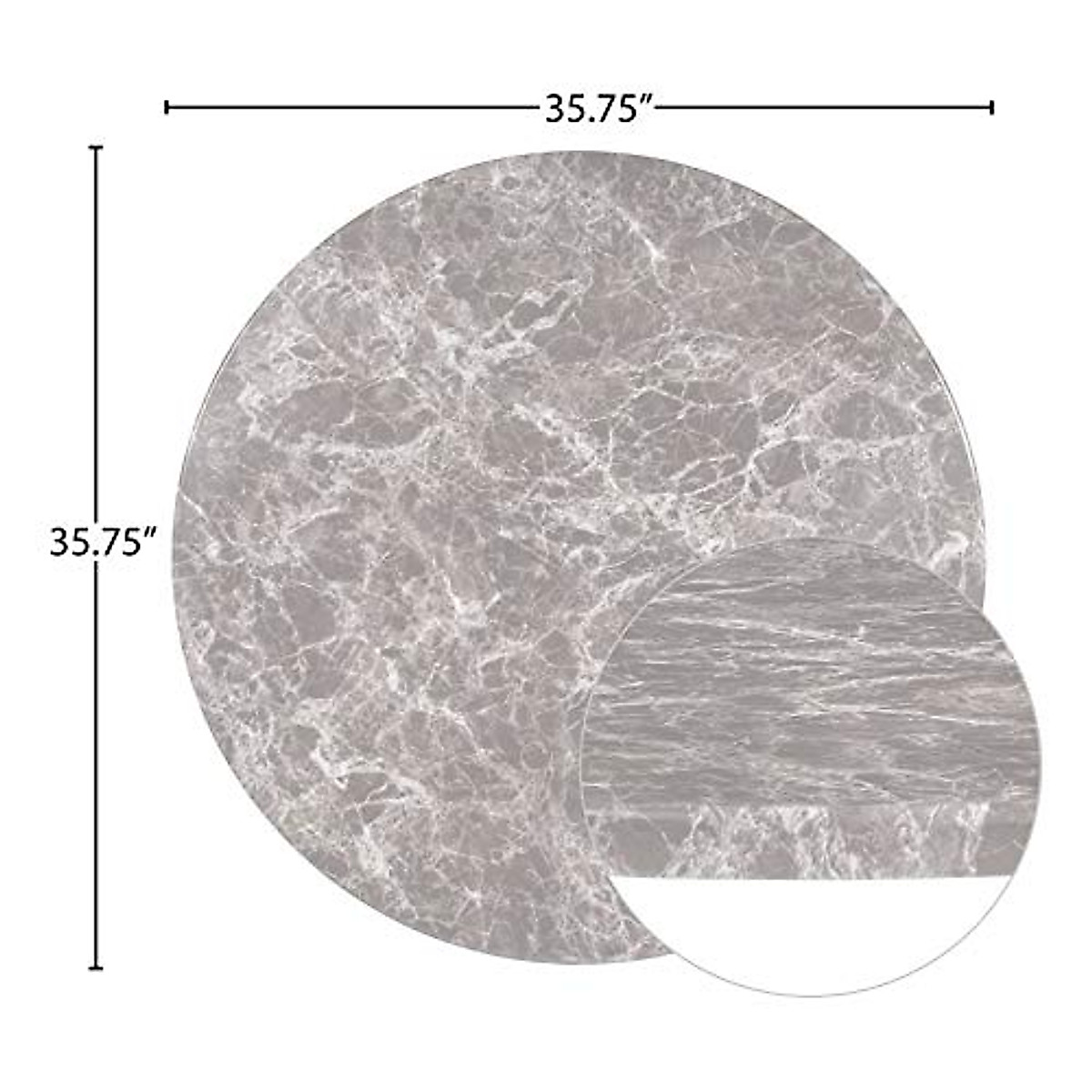Flash Furniture Glenbrook 36" Round Gray Marble PVC Table Top