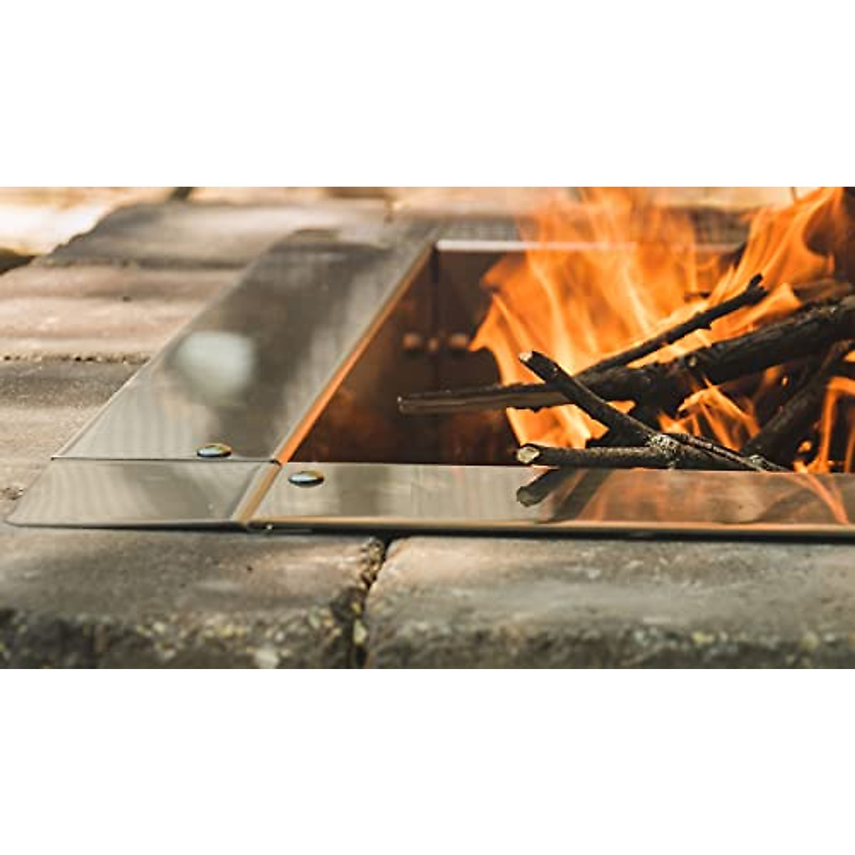 Firebuggz Heavy Duty Stainless Steel Fire Pit Ring Insert for Outdoors - 24" Square Insert, 32" Outside Flange, 9" Height