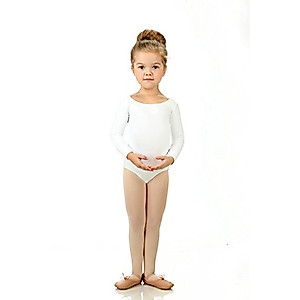 Elowel Girls' Team Basics Long Sleeve Leotard White (size 2-4)