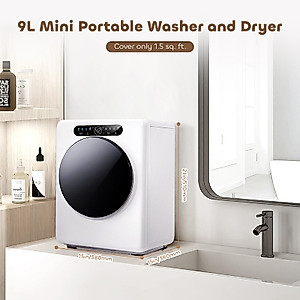 TECSPACE 2 In 1 Mini Portable Washer And Dryer Combo, 9 L Mini Washing Machine With 24 Hours Reservation Mode and High-temperature Stain Removal for Baby Clothes, Underwear (9L)