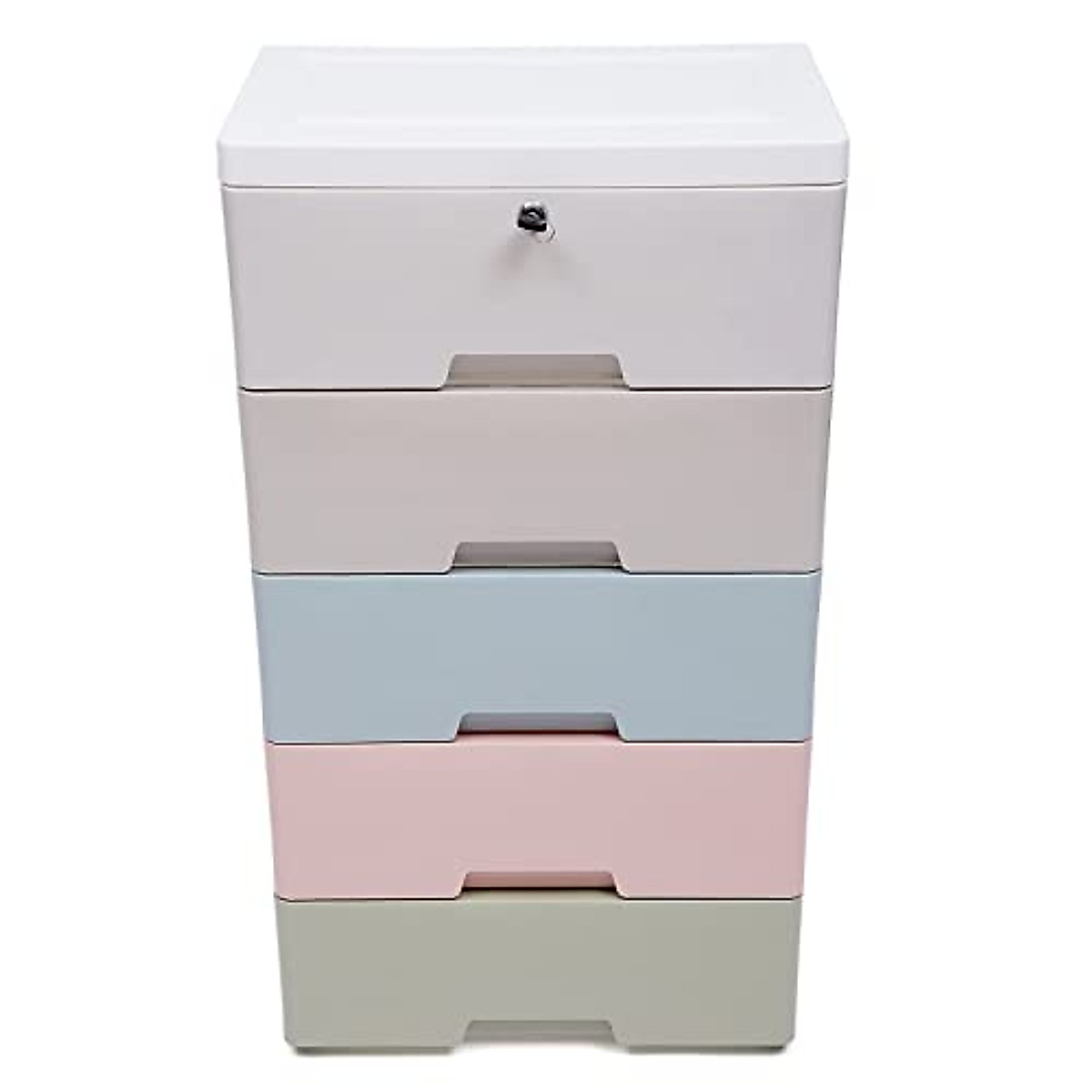 Macaron Plastic Storage 5 Drawers,Closet Storage Drawers Organizer for Bedrooms & Living Rooms & Studies & Beauty Stores, Etc.