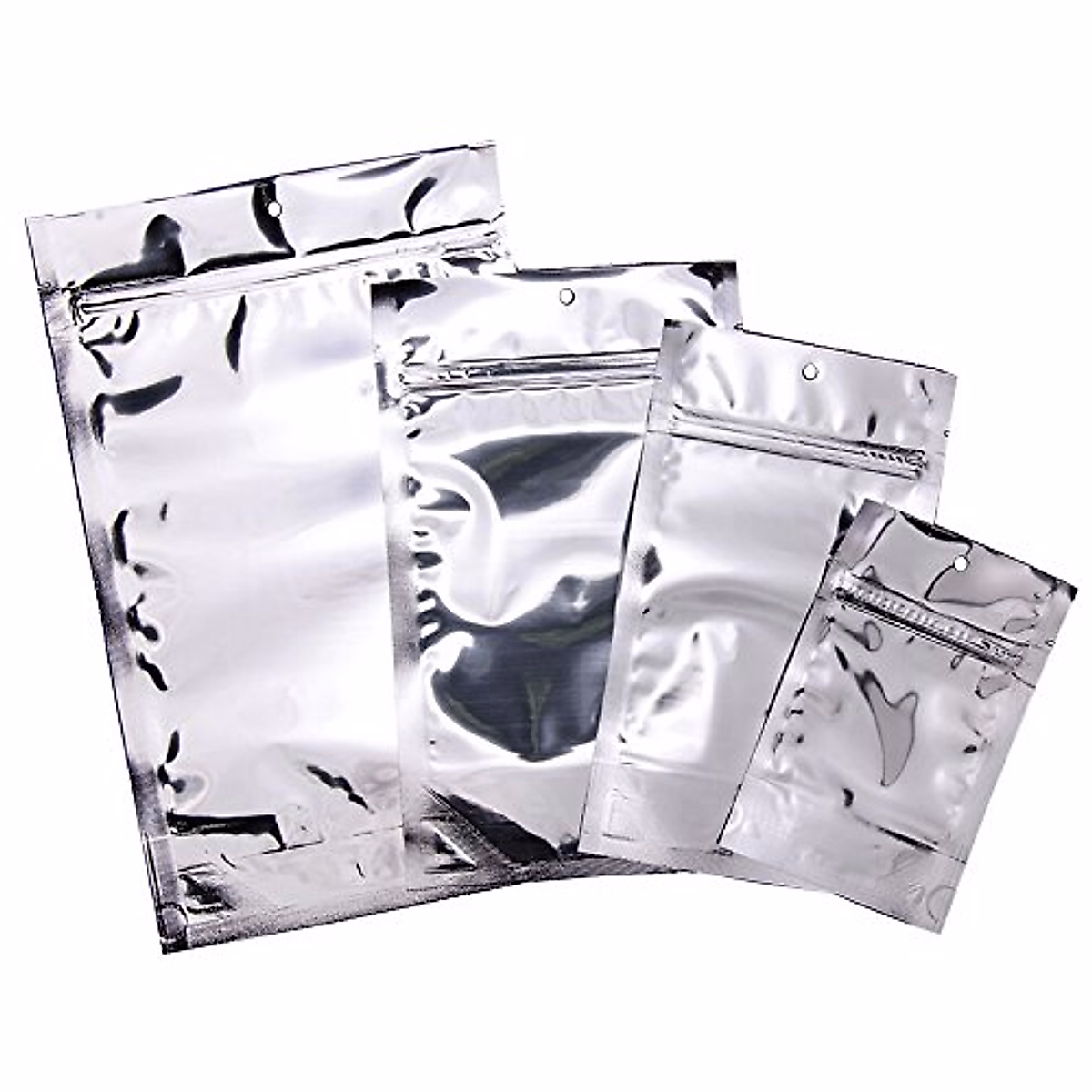 PackFreshUSA: Silver Metalized Stand Up Pouch Bags - Professional Flexible Packaging - Resealable - Seal-Top - Heat-Sealable - Hang Hole - Tear Notch - Small 4 x 6 x 2.5 in - 100 Pack
