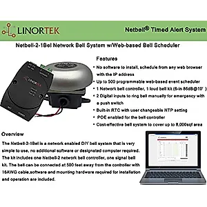 Netbell-2-1Bel TCP/IP Loud Automatic School | Office Break Time Alarm Bell System with Programmable Bell Timer Software Web-Based Electronic Bell Controller