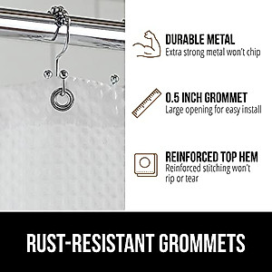 Gorilla Grip Waffle Shower Curtain, Thick Weighted Fabric, Wrinkle and Rust Resistant, Classic Hotel Quality Design, Heavy Duty Long Curtains for Bathroom Showers, Bath Tubs, Machine Wash, 72x72 White