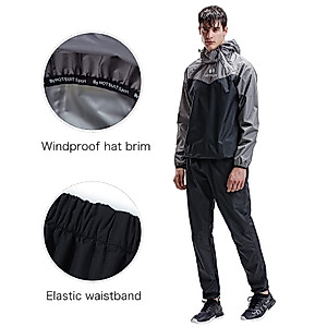HOTSUIT Sauna Suit for Men Sweat Sauna Jacket Pant Gym Workout Sweat Suits, Gray, XXL