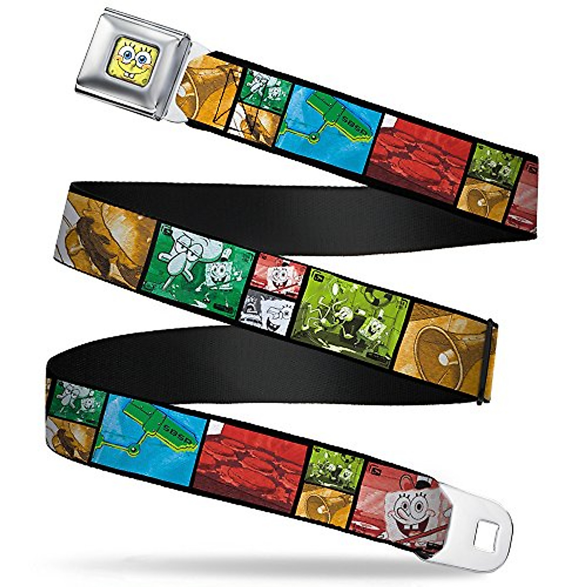 Buckle-Down Seatbelt Belt - Krusty Krab's Cam Scene Blocks - 1.0" Wide - 20-36 Inches in Length