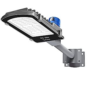Gebosun 200W AC Powered Street Light & Flood Light, with Optic Sensor, Dusk to Dawn, 9,600 Lumen, 6,000K, IP65 Waterproof, Wall-Mounted & Pole-Mounted