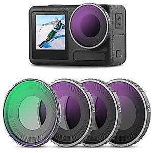 NEEWER ND Filter Set Compatible with DJI Osmo Action 4, 4 Pack ND8 ND16 ND32 CPL Polarizer Neutral Density Filters Kit Action Camera Lens Accessories, Multi Coated HD Optical Glass/Aluminum Frame