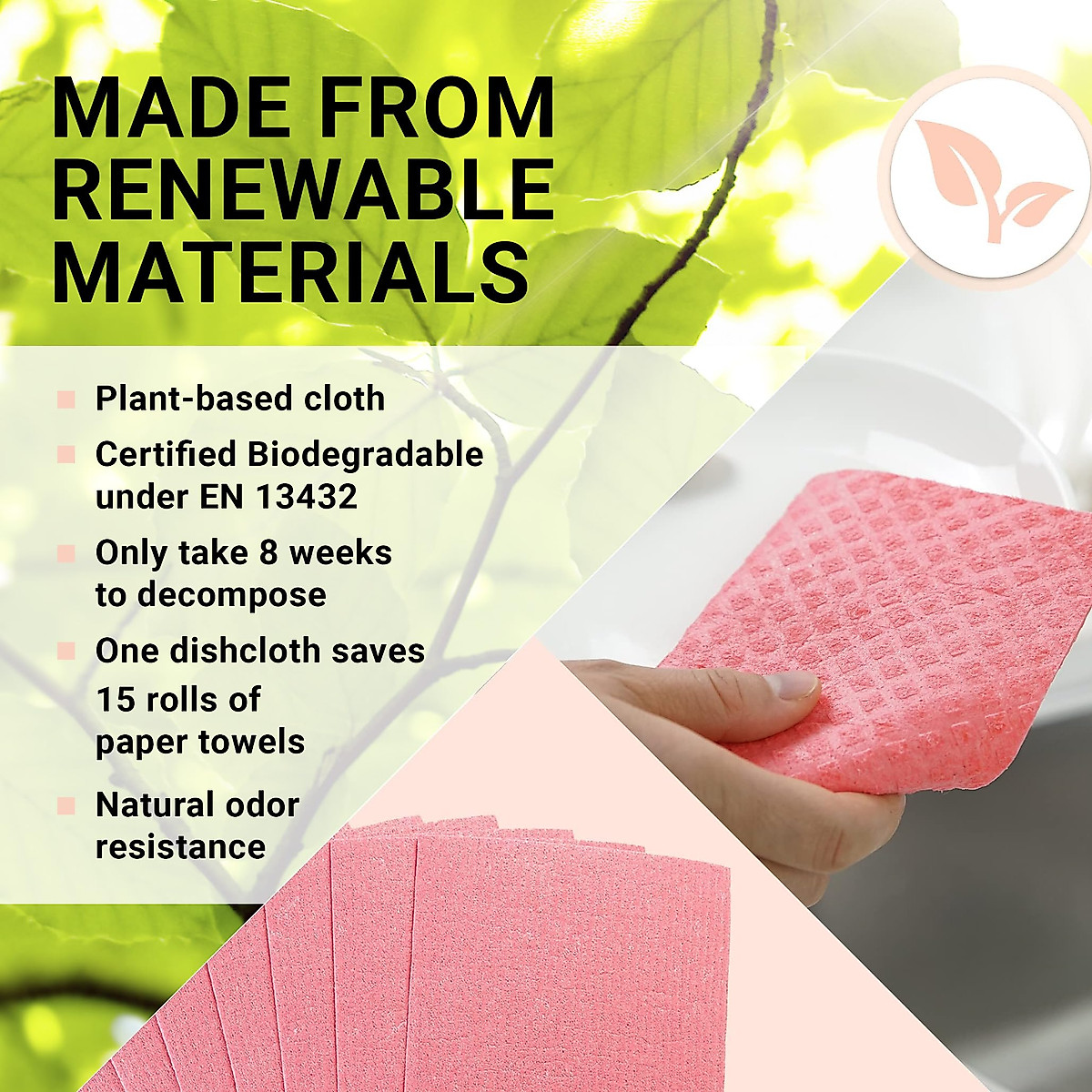 Swedish Wholesale Swedish DishCloths for Kitchen- 10 Pack Reusable Paper Towels Washable - Eco Friendly Cellulose Sponge Microfiber Dish Cloths - Kitchen Essentials - Grey