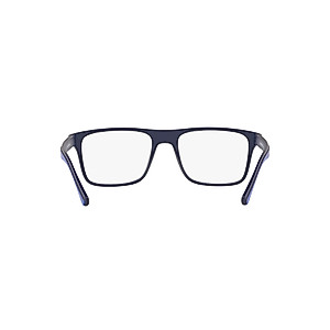 Emporio Armani Men's EA4115 Prescription Eyewear Frames with Two Interchangeable Sun Clip-Ons Rectangular, Matte Dark Blue/Clear/Grey/Blue Mirrored, 54 mm