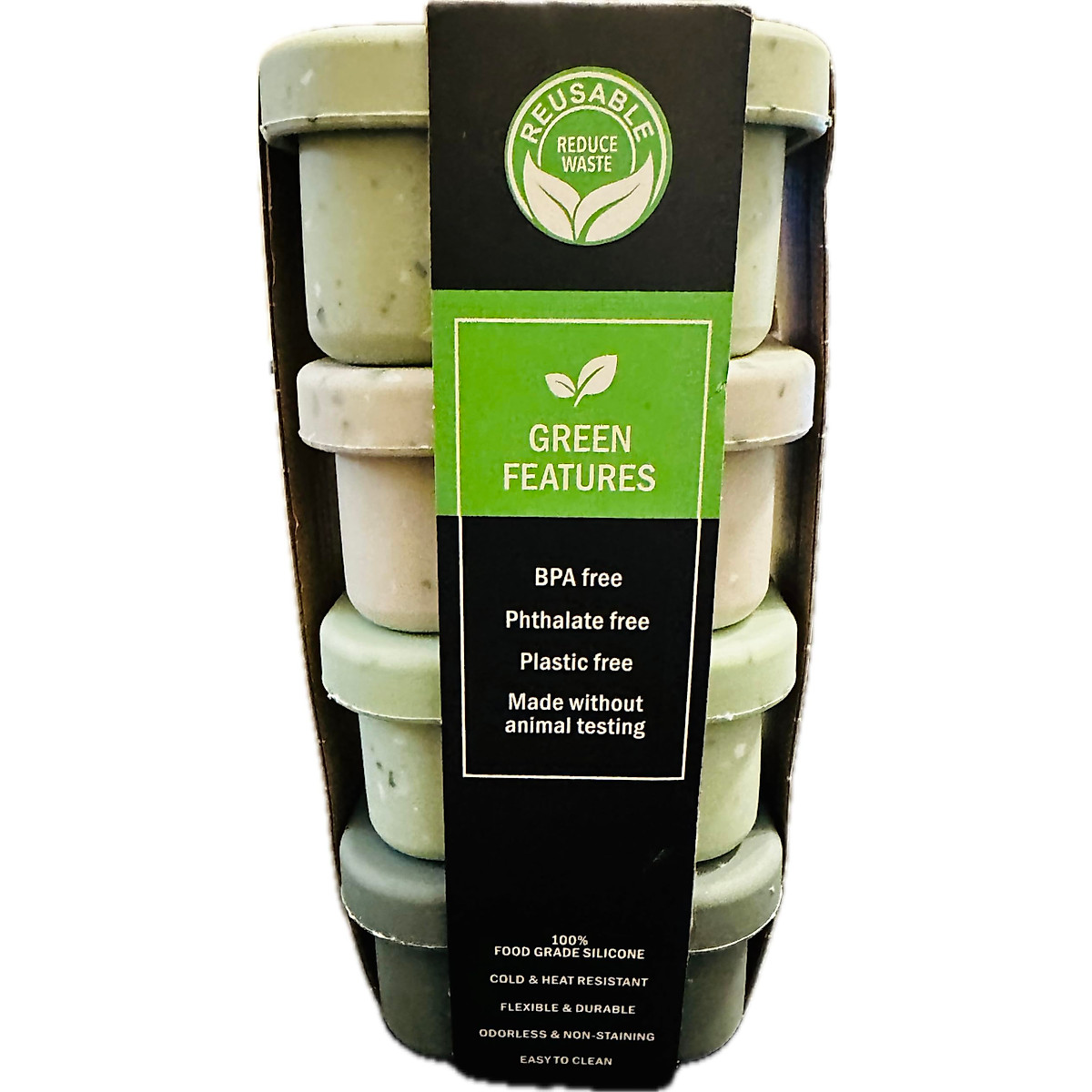 GOURMET KITCHEN SILICONE CONDIMENT CONTAINER SET (GREEN)