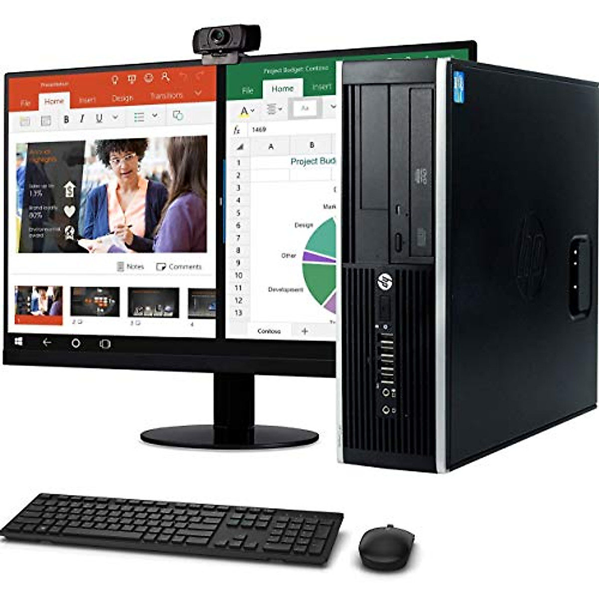 HP SFF Computer Desktop PC, Intel Core i5 Processor, 8GB Ram, 500GB Hard Drive, Wi-Fi & Bluetooth, 19 FHD LED Monitor, 1080P Webcam, Wireless Keyboard and Mouse, Windows 10 Pro (Renewed)