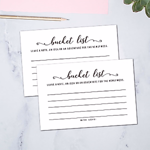 50 Wedding Bucket List Cards for Bridal Showers Wedding Reception Activities, Bucket List Suggestion Cards - Fun Party Game Activity Guestbook for Graduation, Retirement, Anniversary, and Birthday.