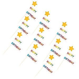 Gadpiparty Wedding Decorations Wood Paper Star Flag Birthday Cake Decorations Vintage Decor
