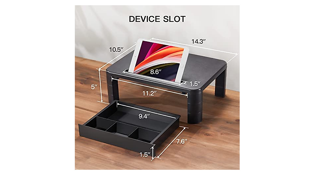 LORYERGO Adjustable Monitor Stand with Storage & Ergonomic Design